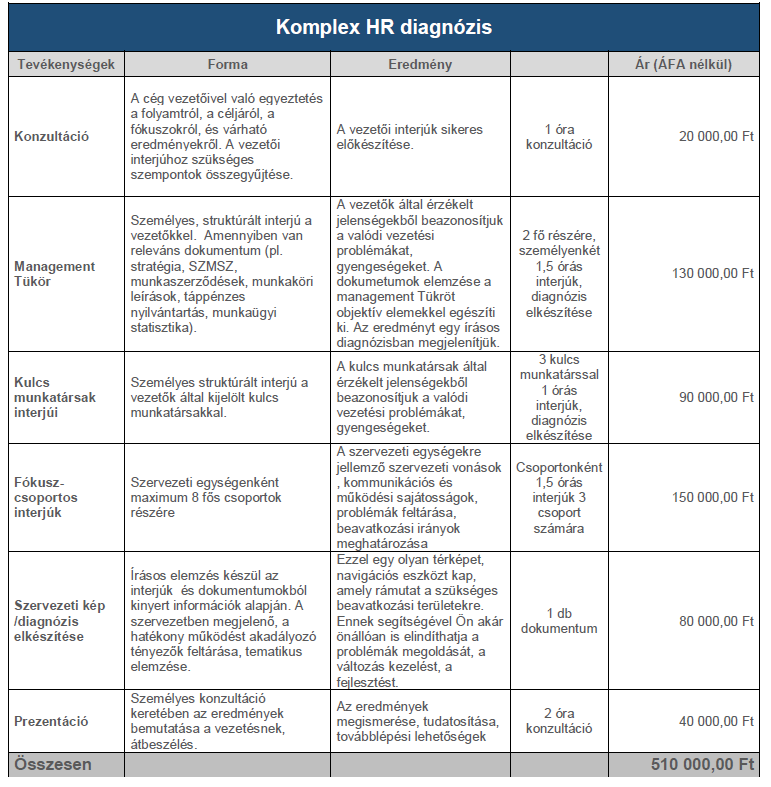 Komplex HR diagnózis árajánlat | Lift Projekt